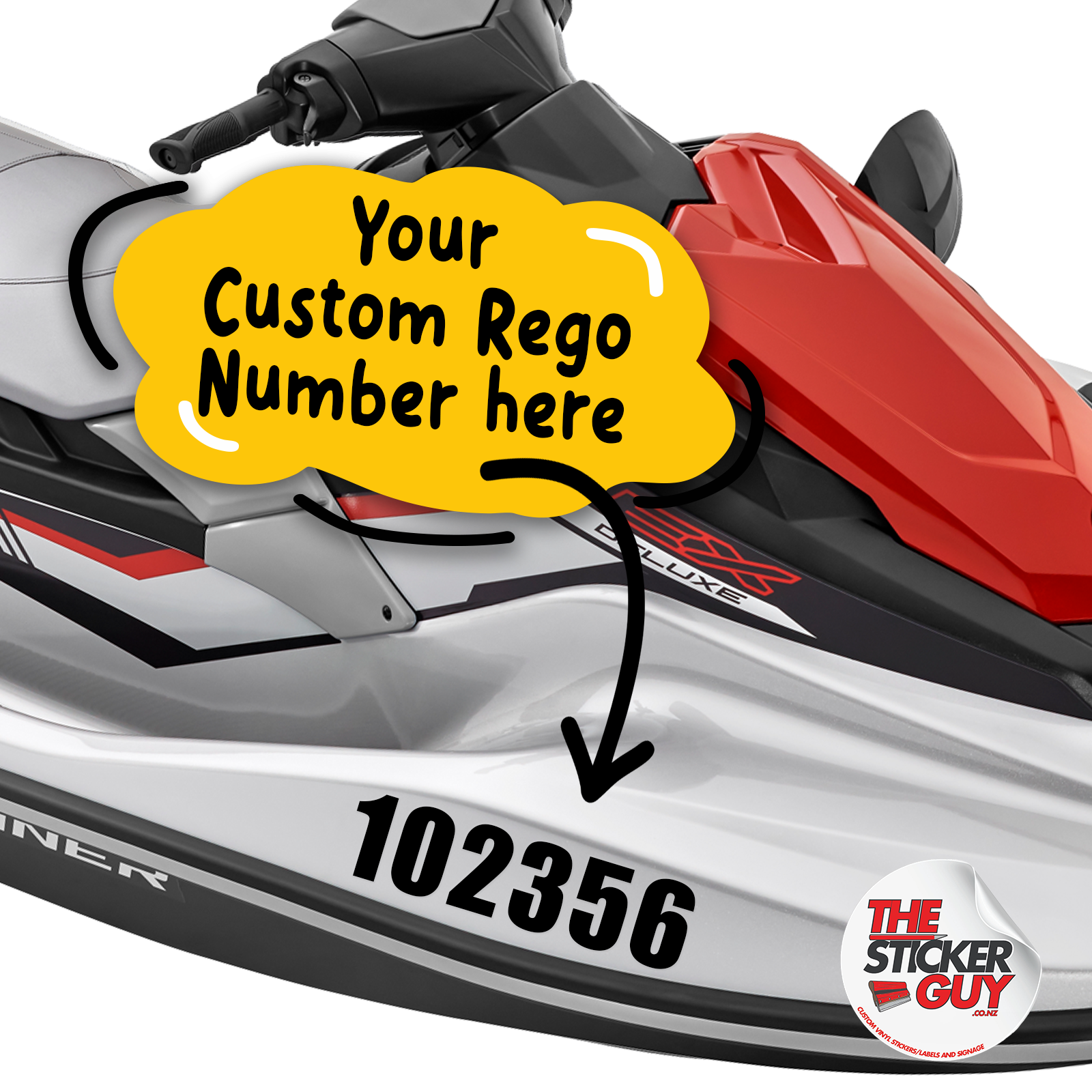 Jetski Custom Registration (REGO) Number Stickers – The Sticker Guy